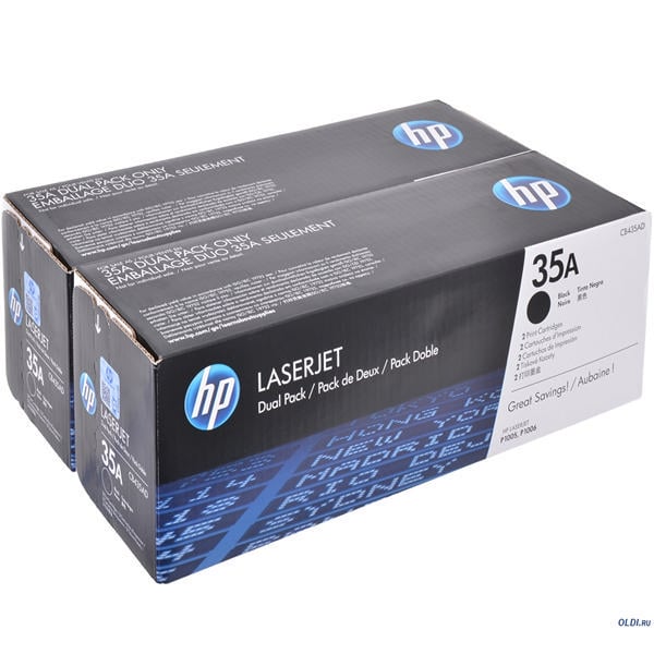 HP 35A Black LaserJet Toner Cartridge (2 Pack) CB435AD