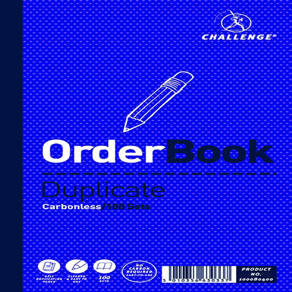 Challenge Duplicate Order Book Carbonless 100 Sets 210 x 130mm
