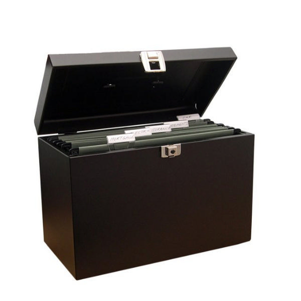 Cathedral Foolscap Black Metal File Box HOBlack